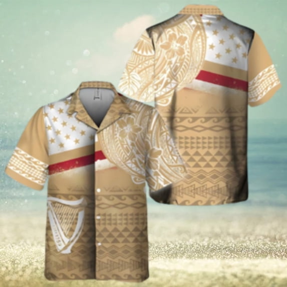 Guinness Beer Hawaiian Shirt Polynesian Pattern Gift For Beach Lovers ...
