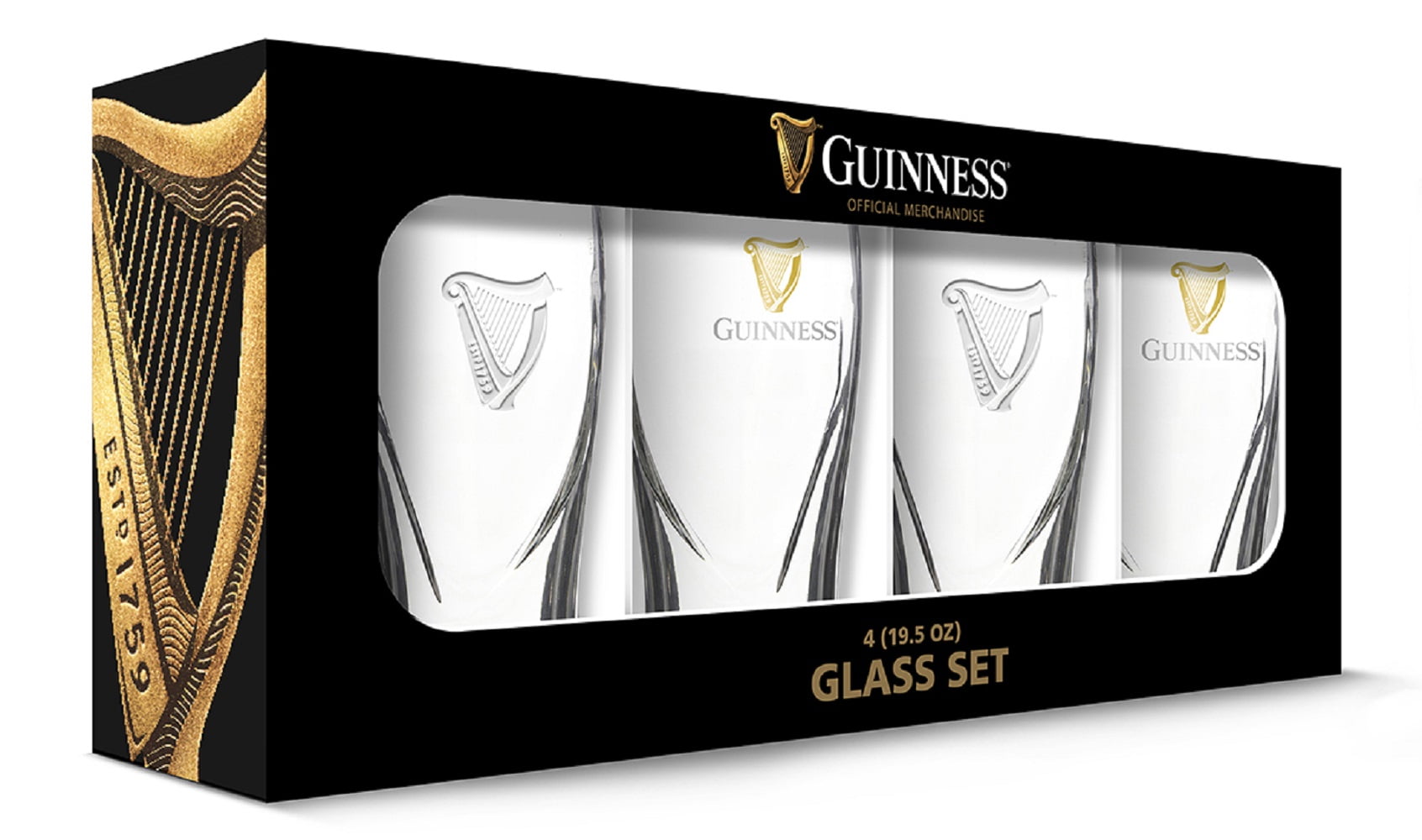 Guinness Boxed Gravity Glass with Real Gold Harp - set of 4 - Walmart.com