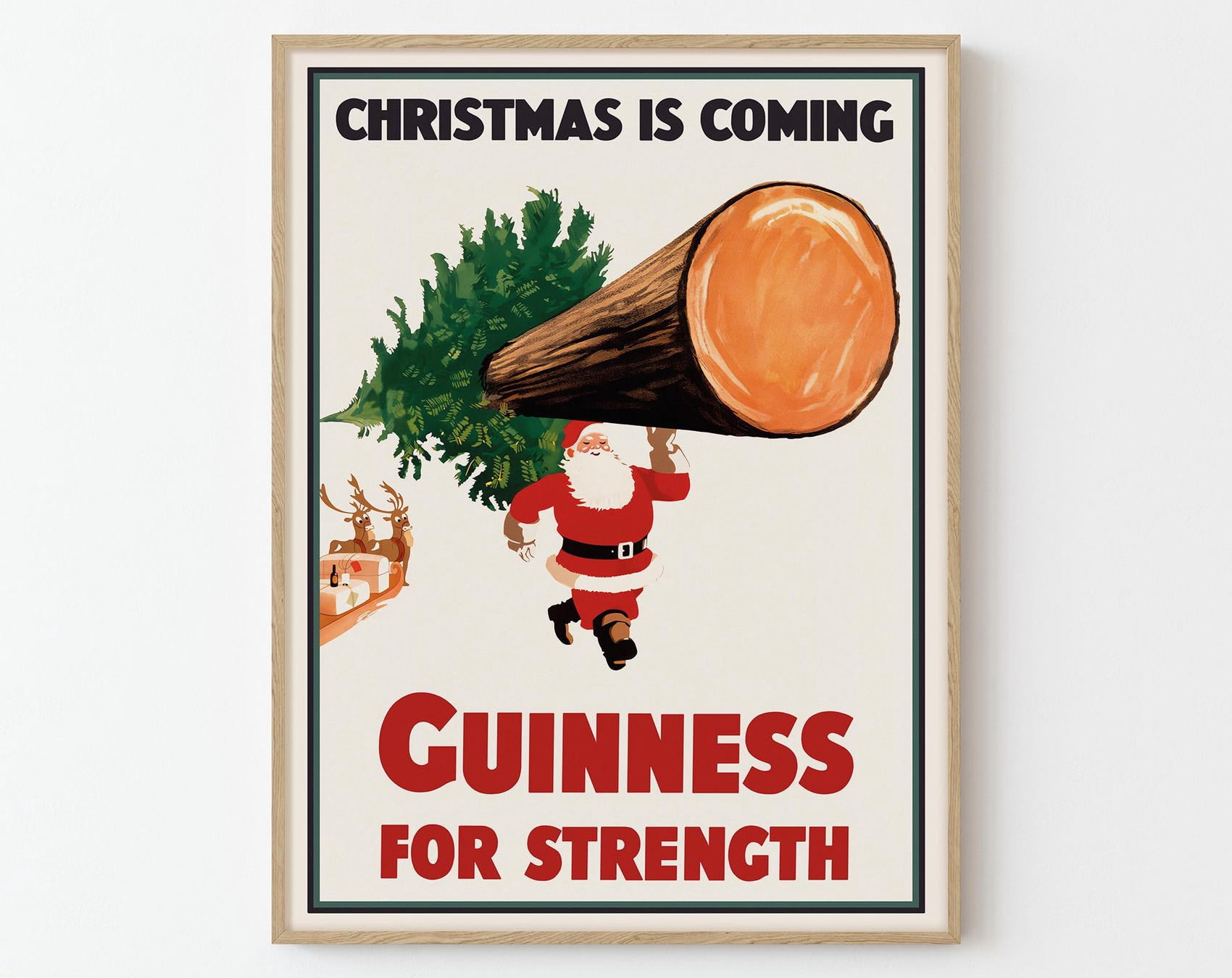 Guinness Christmas Poster Art Print | Home Decor Wall Art Gift, 8x12 ...