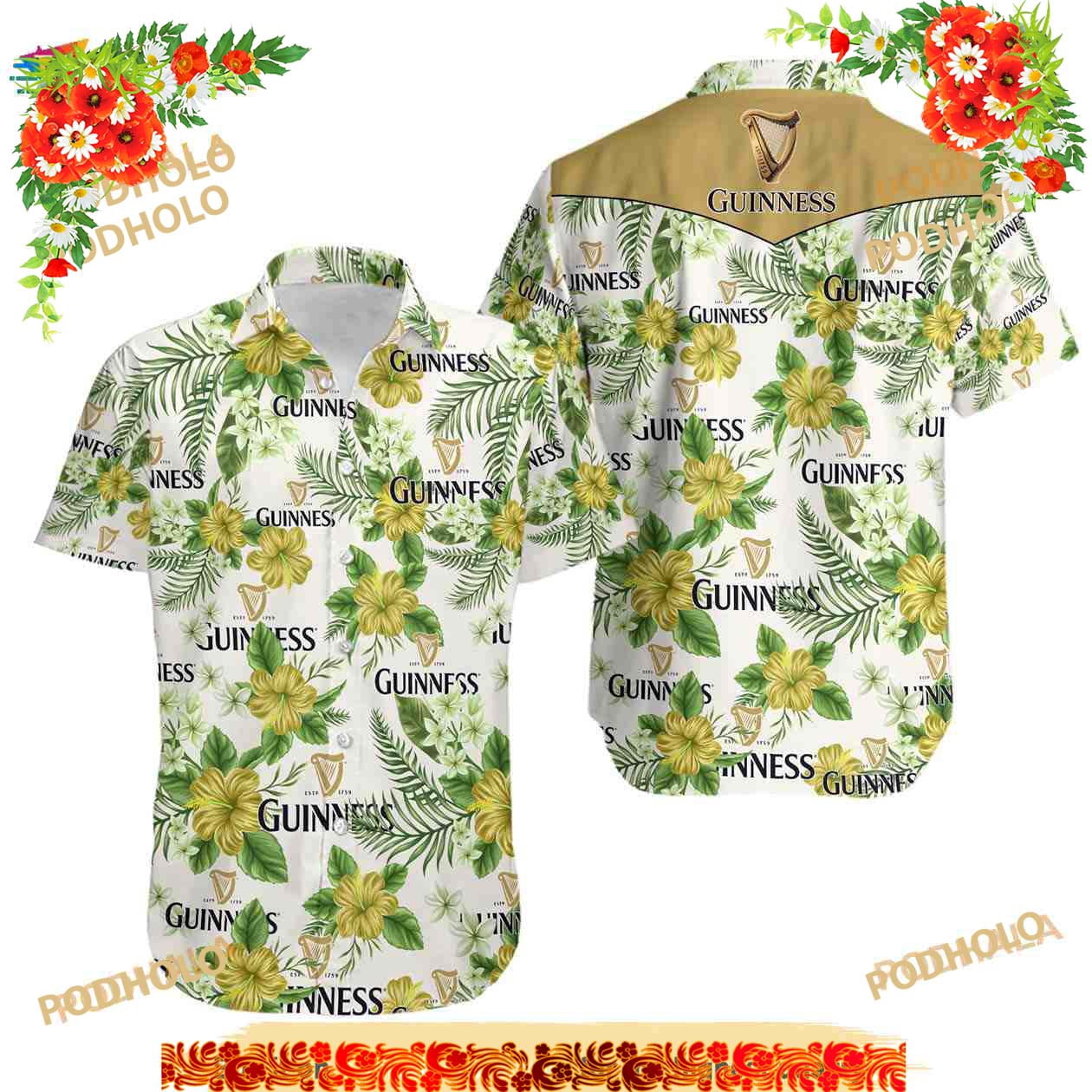 Guinness Draught Unisex Funny Hawaiian Shirt - Walmart.com