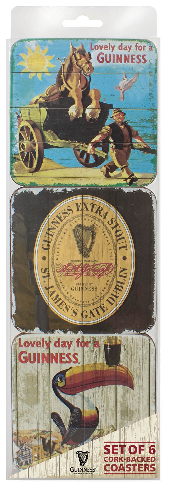 Guinness Father's Day Nostalgic Cork-Backed Coasters - Assorted 6 Pack ...