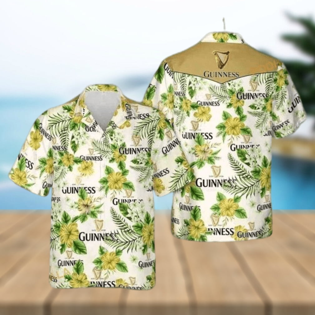 Guinness Hawaiian Shirt Bright Yellow And Green Flora Aloha Shirt ...