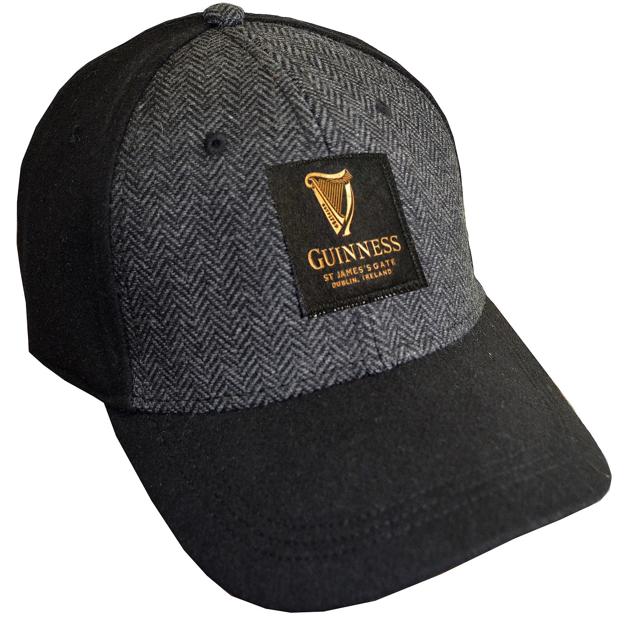Guinness Men's Adjustable Embossed Tweed Baseball Cap Grey & Black ...