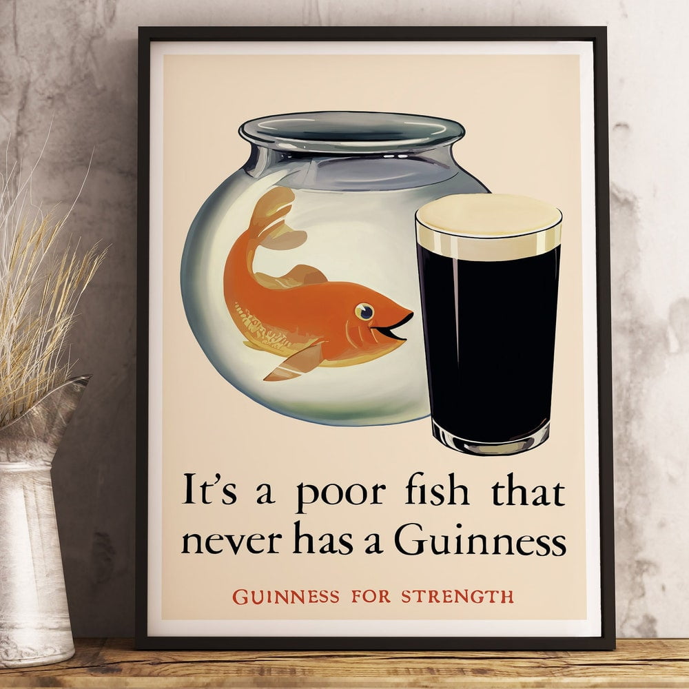 Guinness Poor Fish Poster - Vintage Poster - Retro Poster - Cafe ...