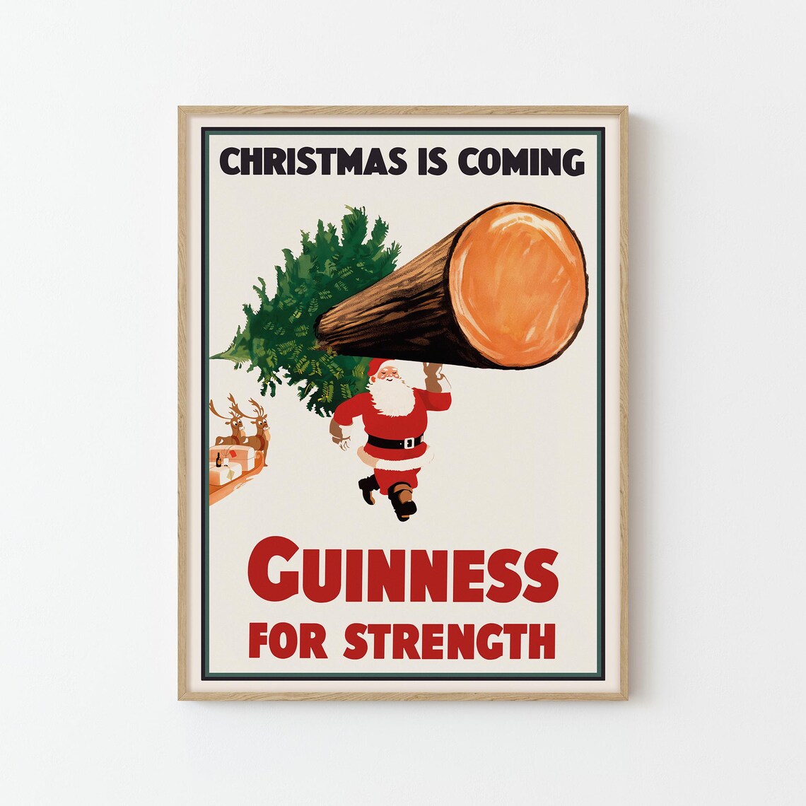 Guinness Santa Christmas Poster Print | Vintage John Gilroy Irish Beer ...