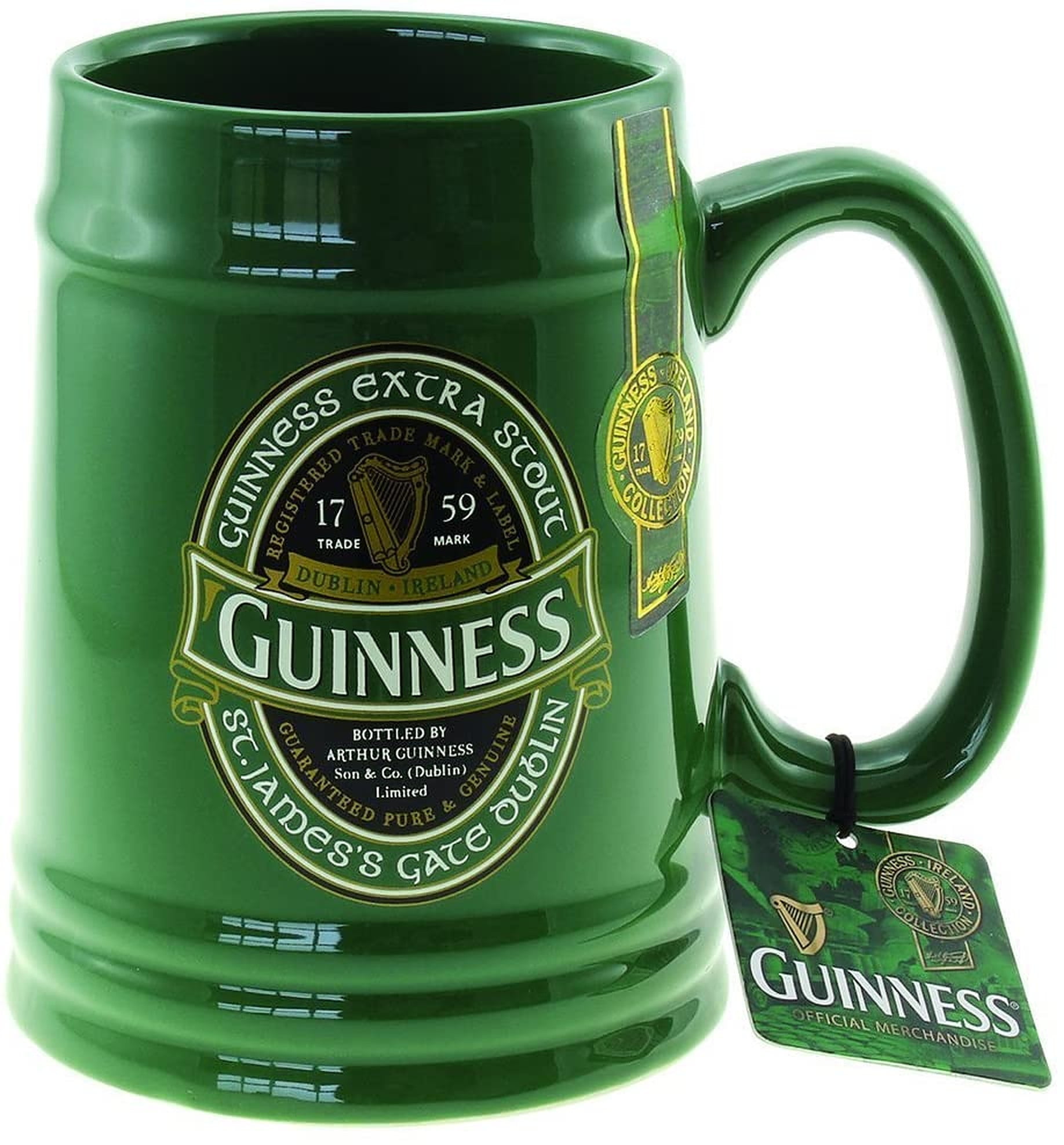Guinness Tankard Ceramic Beer Mug 16 oz. Green Collection - Walmart.com