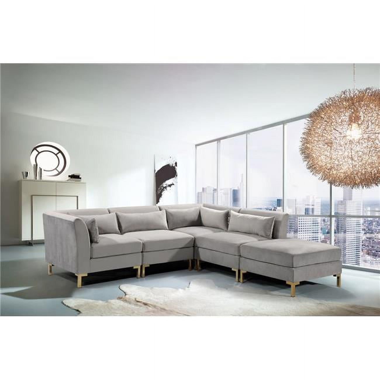 Guison Modular Chaise Sectional Sofa Solid Gold Tone Metal Y-Leg with 6 ...