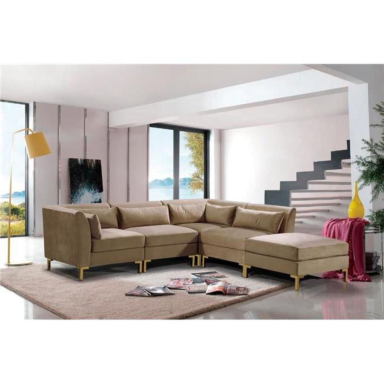 Guison Modular Chaise Sectional Sofa Solid Gold Tone Metal Y-Leg with 6 ...