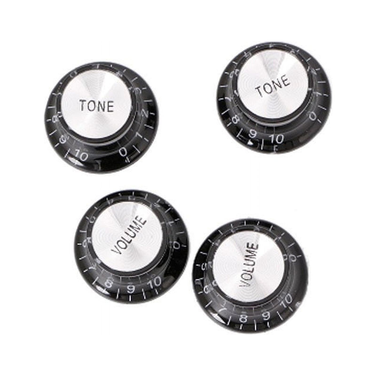 Guitar 2 Tone 2 Volume Control Knobs Silver Top Hat Bell For Gibson Les ...