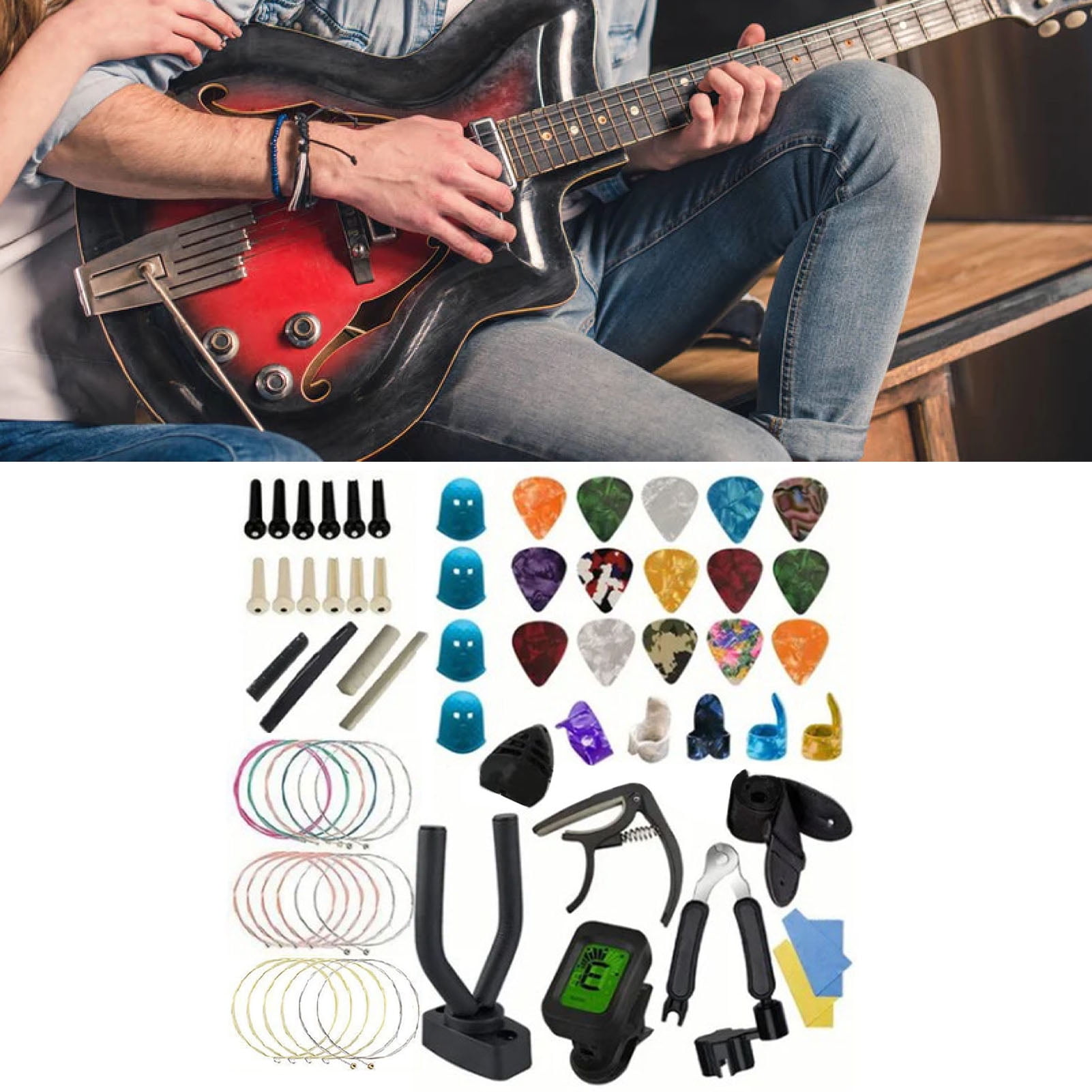 Guitar Accessory Set, Includes Acoustic Guitar Strings, Tuner, Guitar ...