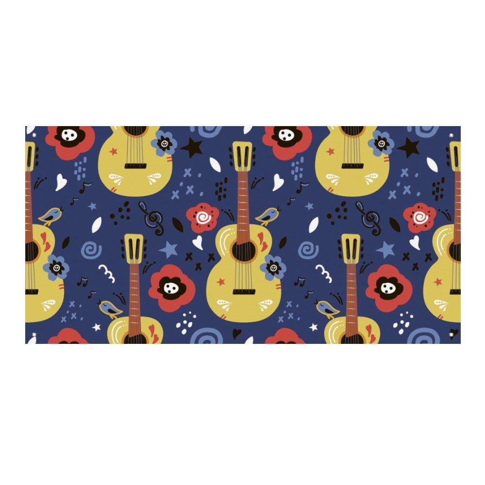 Guitar And Musical Notes Pattern Banners Flag Hanging Backdrop Sign ...