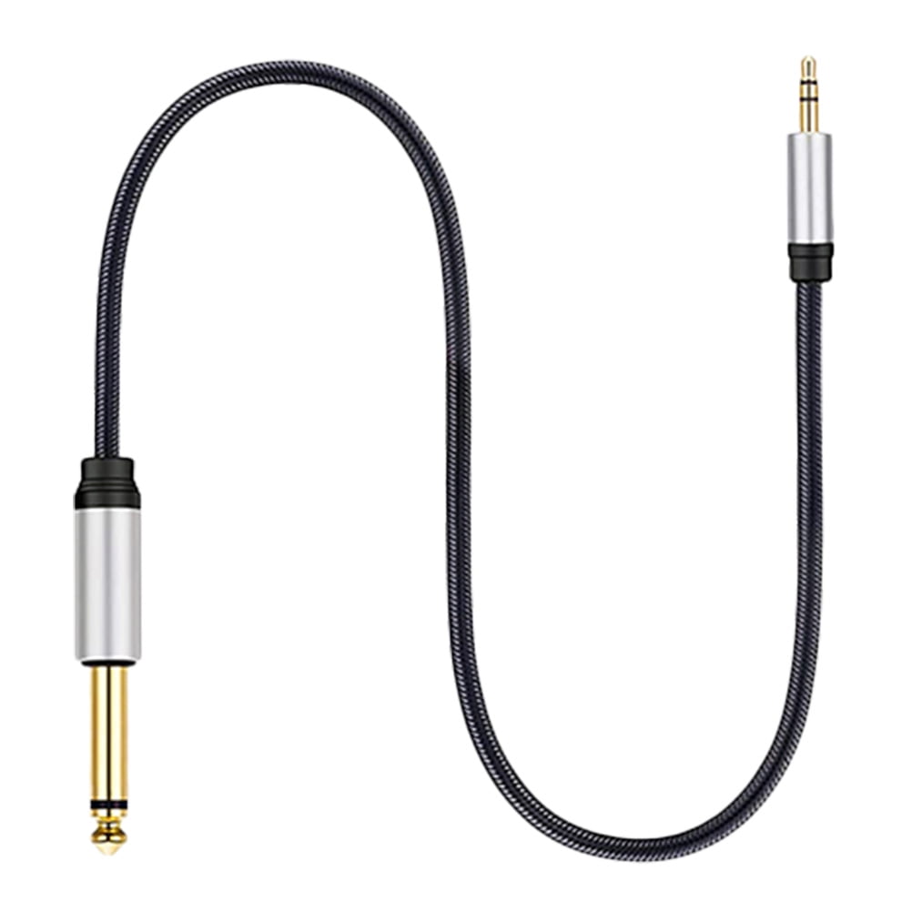 Black Audio Cable with Gold-Plated Connectors for Guitars and Mixers ...