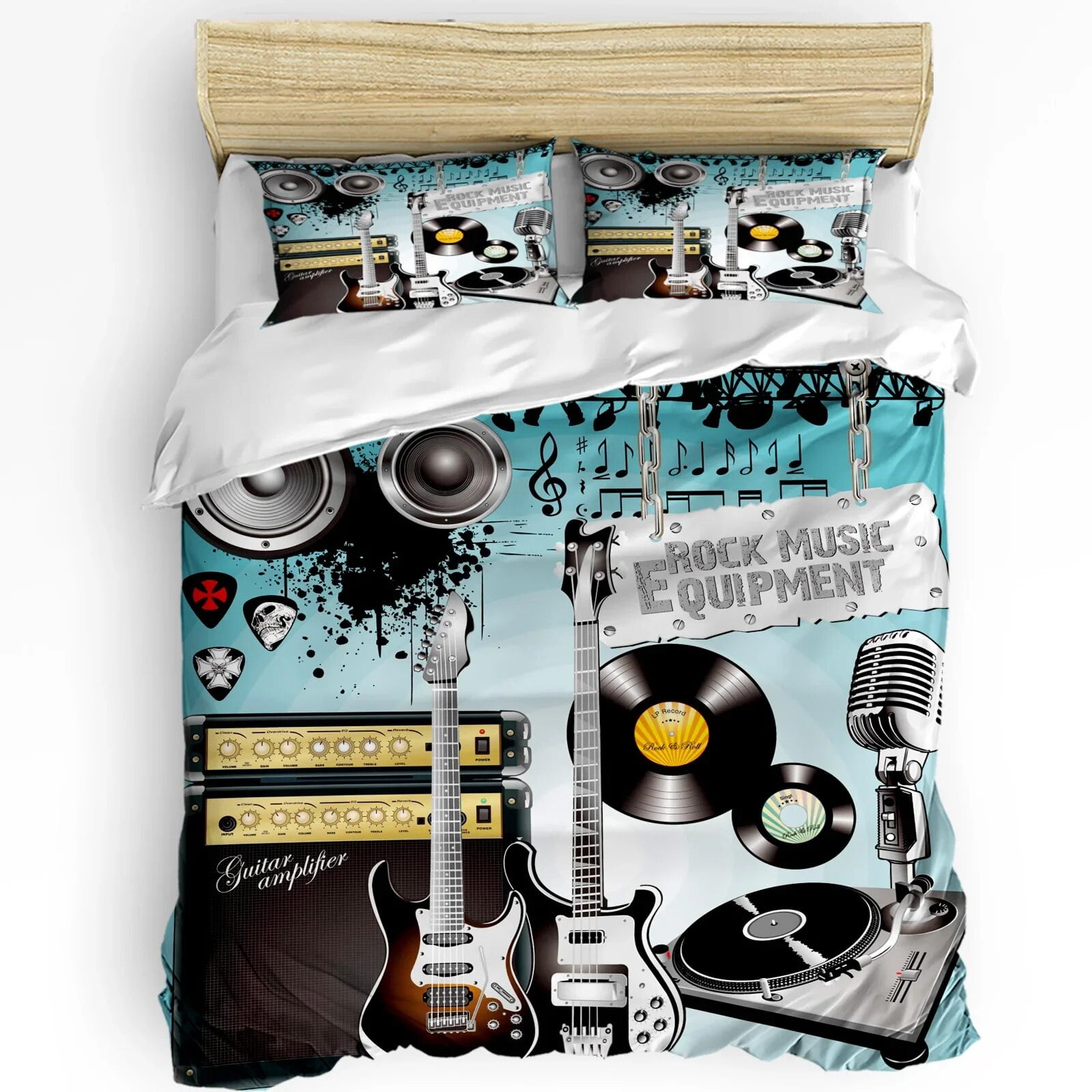 Guitar Bedding Set For Bedroom Bed Home Musical Instruments Set Pattern ...
