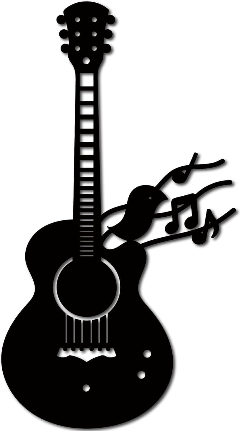 Guitar Bird Metal Wall Art Iron Music Wall Decor Black Music ...