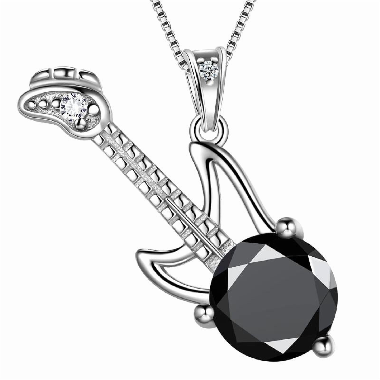 Guitar Birthstone Necklaces for Women 925 Sterling Silver Pendant ...