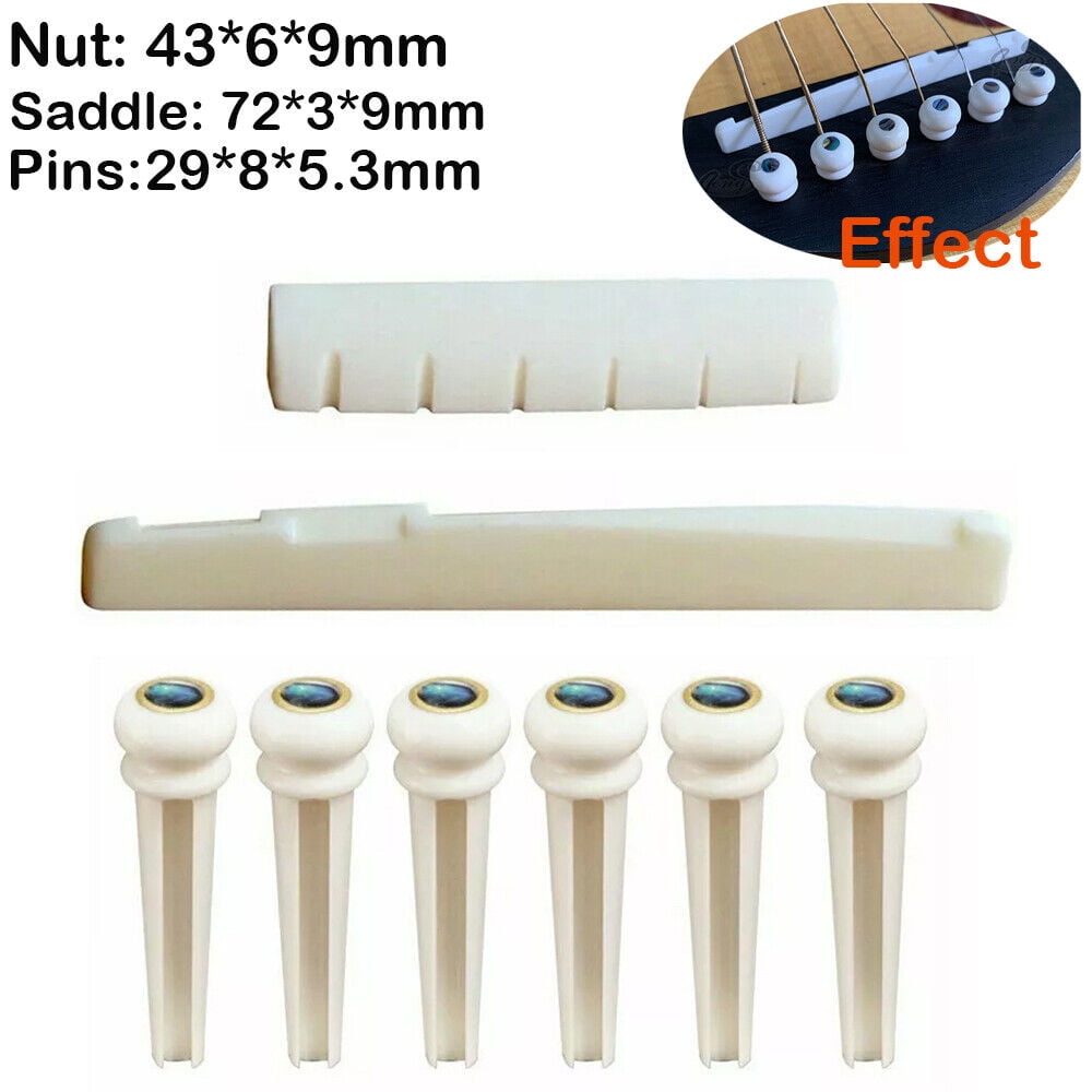 Guitar Bone Saddle Nut Bone Bridge Pins Guitar Luthier Saddle For ...