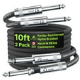 Guitar Cable 10 ft 2 Pack, Nylon Braided Anti-Kinking Kevlar-Reinforced ...