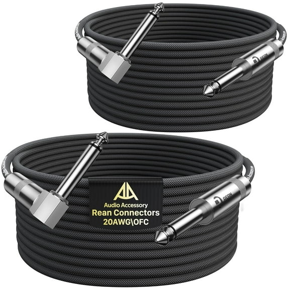 Guitar Cable 20 ft 2 Pack, Nylon Braided Anti-Kinking Kevlar-Reinforced ...