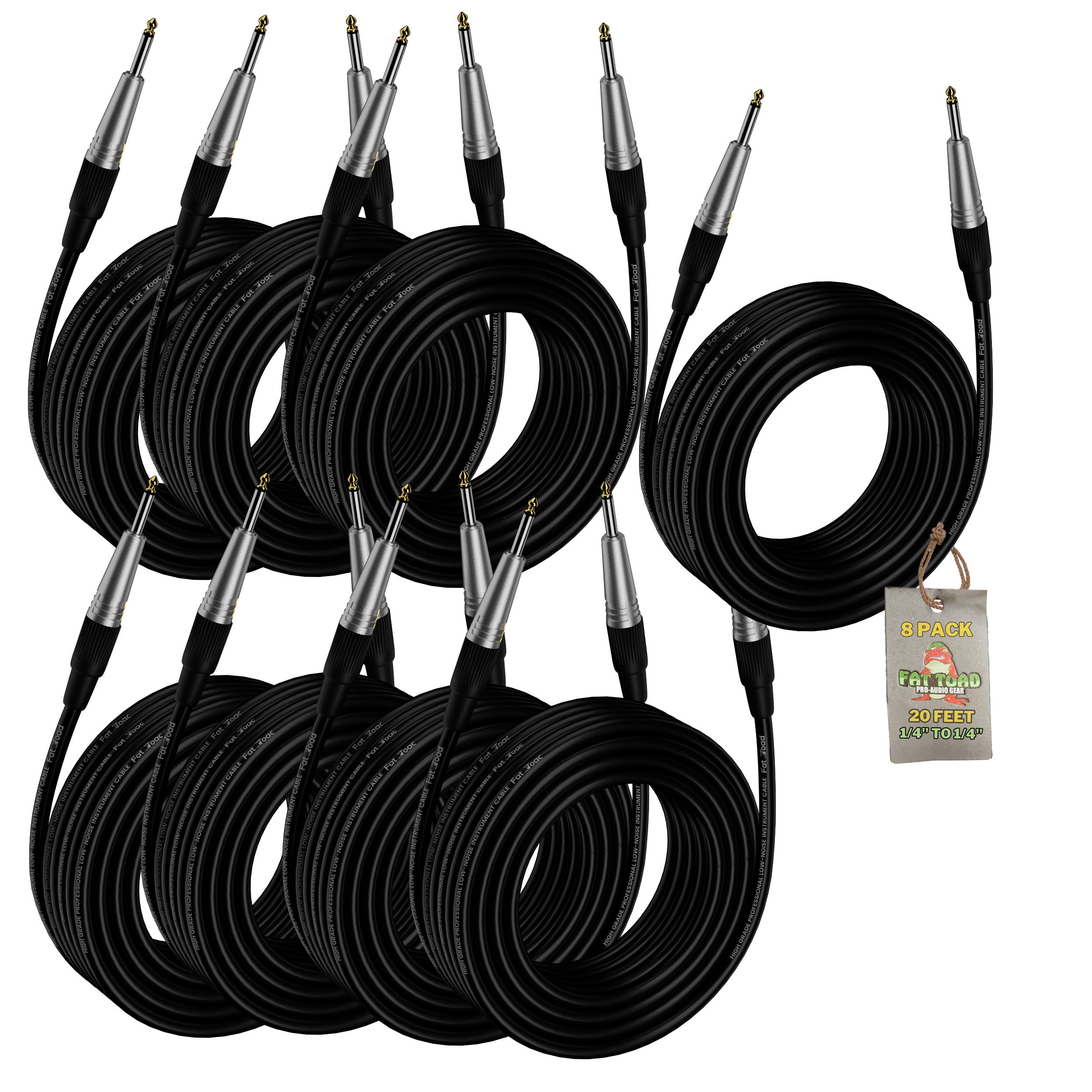 Guitar Cables (8 Pack) Instrument Cord by Fat Toad 24GA Patch Conductor ...