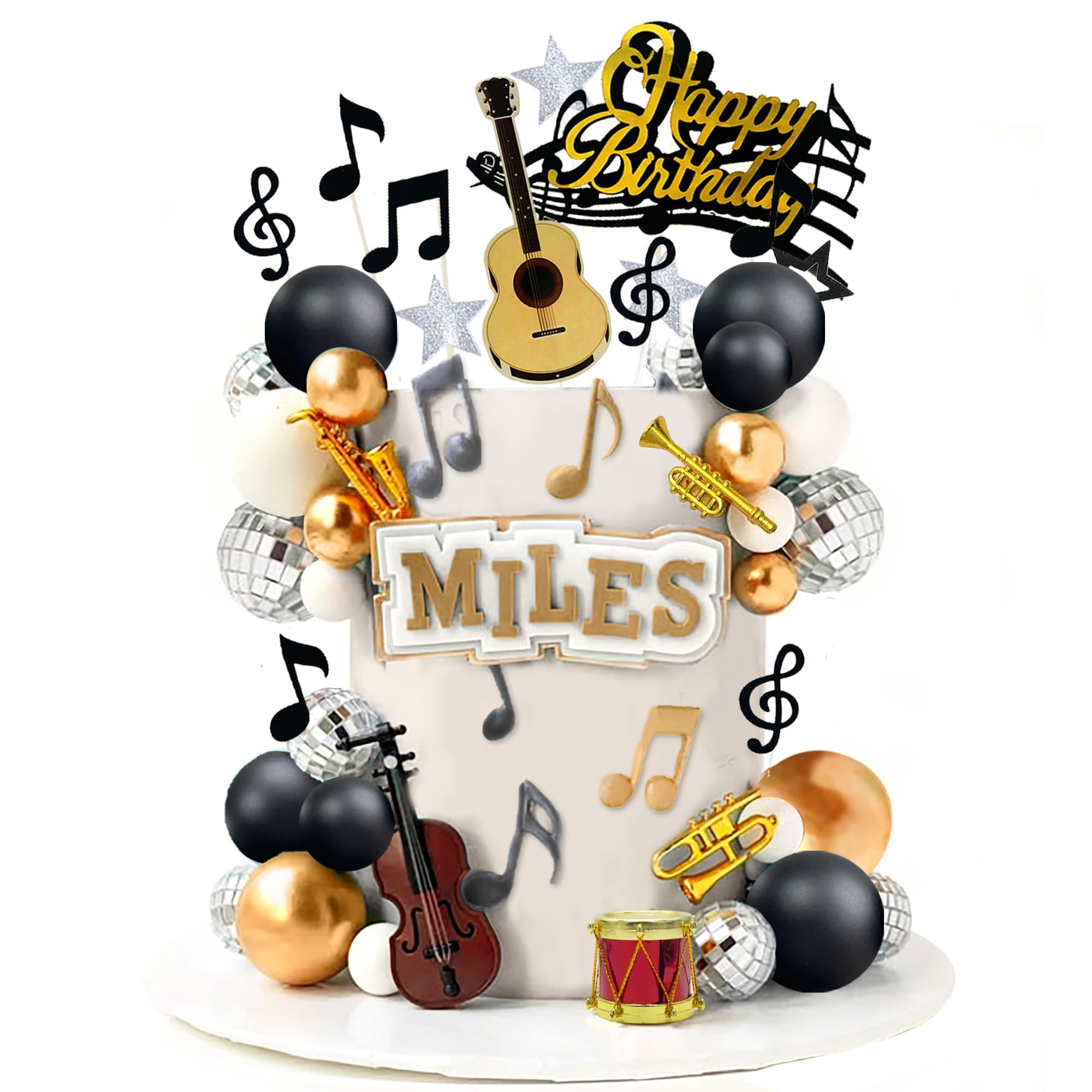 Guitar Cake Toppers SCH4 Music Cake Decorations with Notes Balls ...