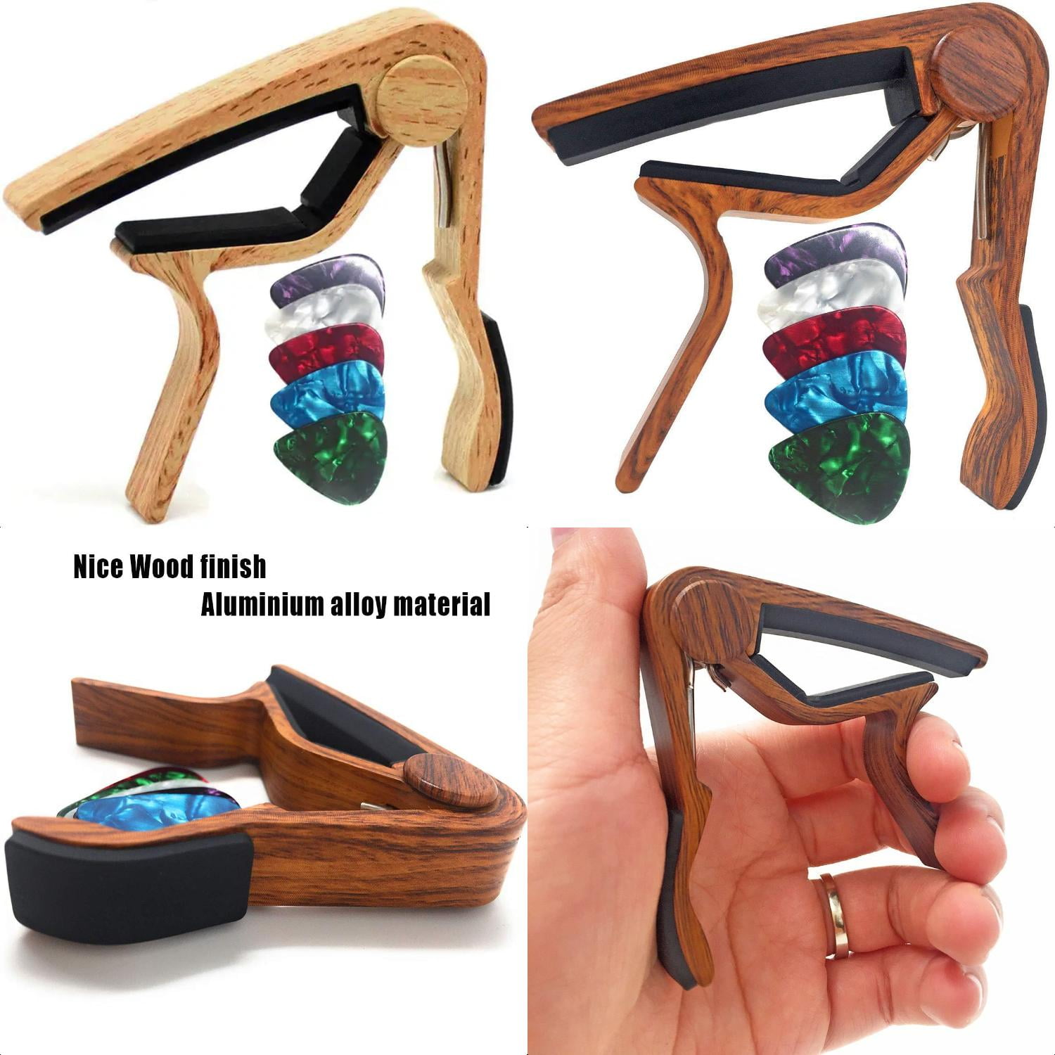 Guitar Capo Acoustic and Guitars Rosewood Color with 5 Picks - Walmart.com