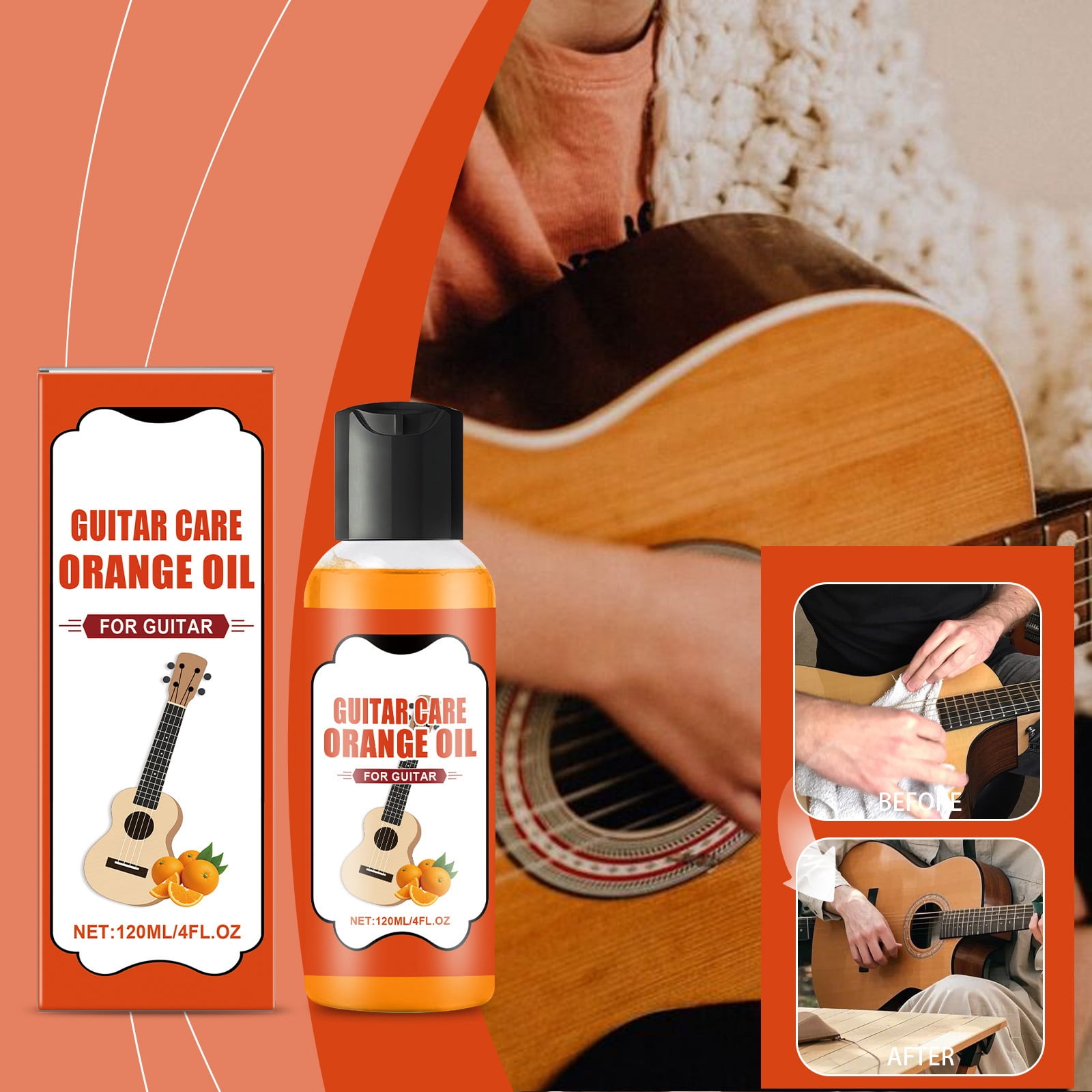 Guitar Care Orange Oil Polish And Oil Care Guitar String Cleaning Tool ...