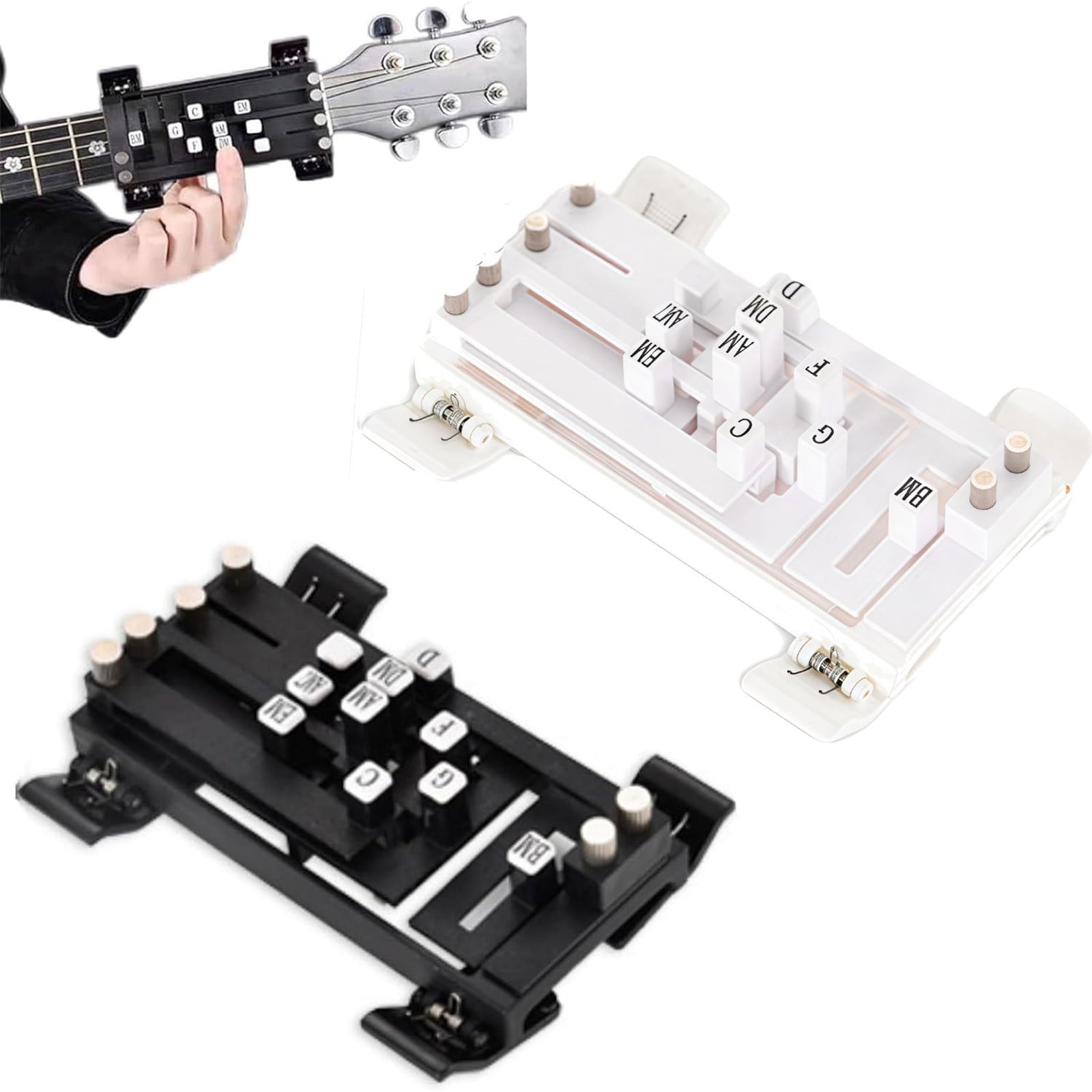 Guitar Chord Presser - 2PC(Black&White)Guitar Aid Chord Trainer for ...