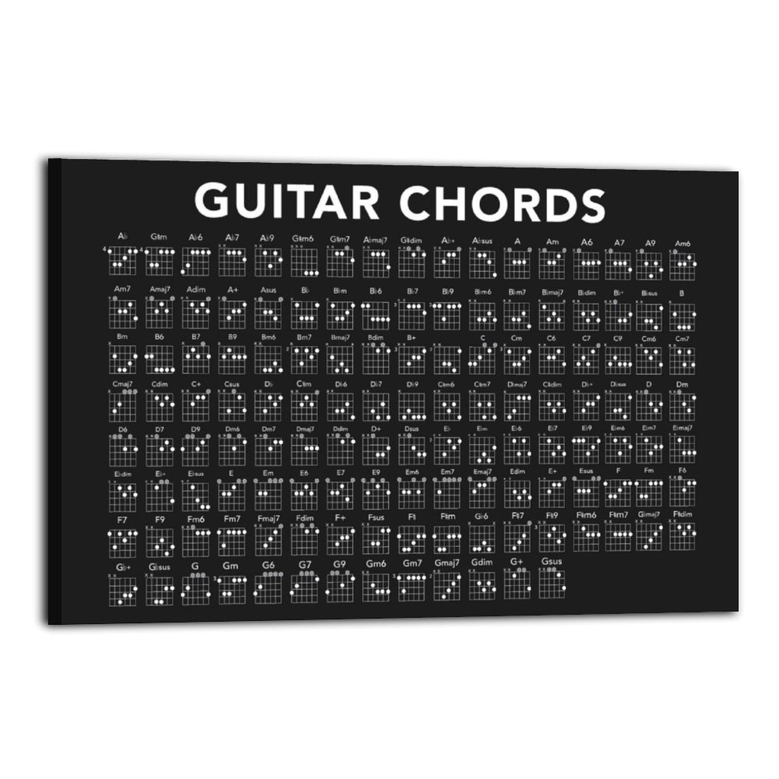 Guitar Chords Chart Classic Posters Music Poster Posters for Bedroom ...
