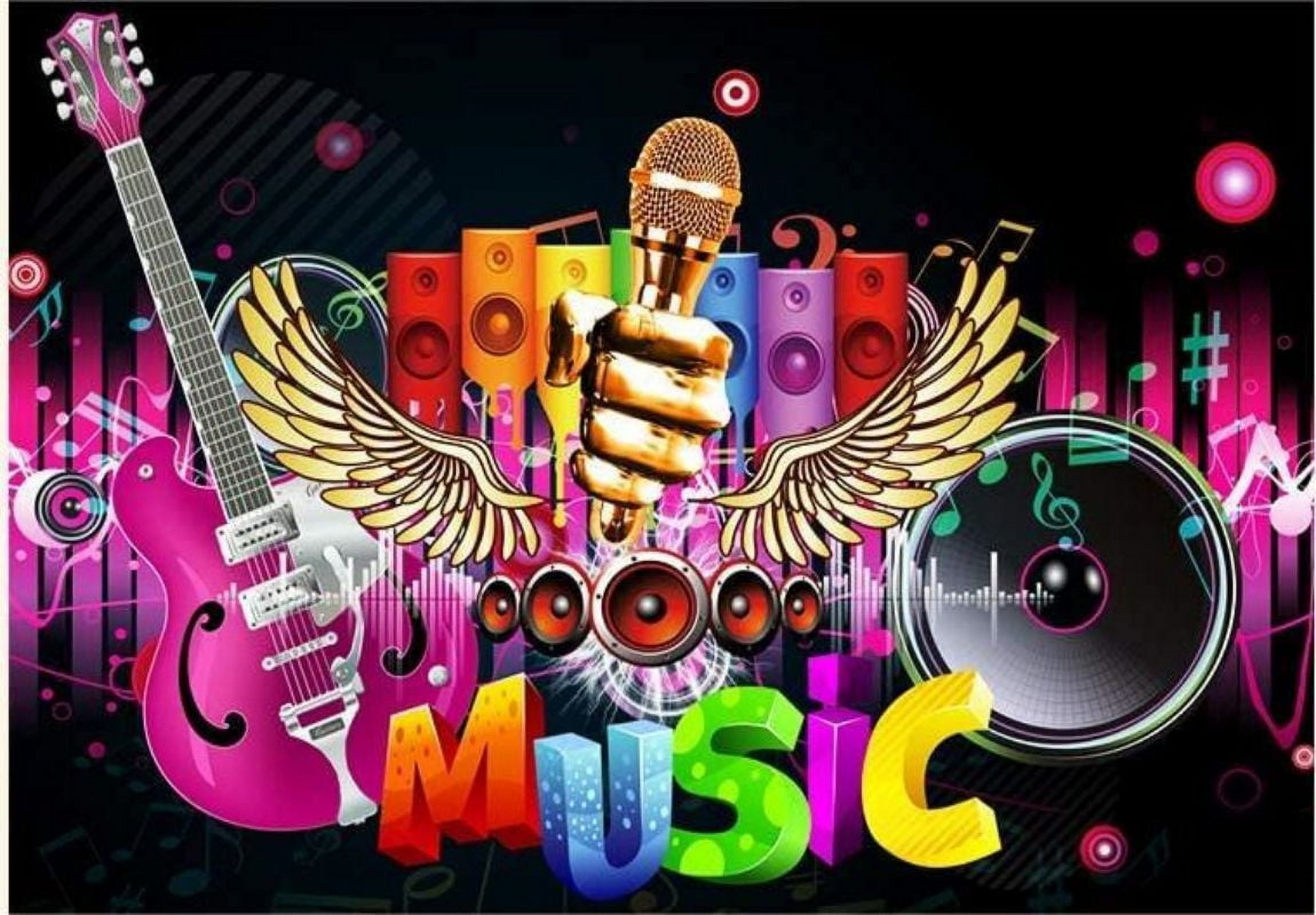 Guitar Colorful Music Rock Style Brick Wall Background Custom Birthday ...