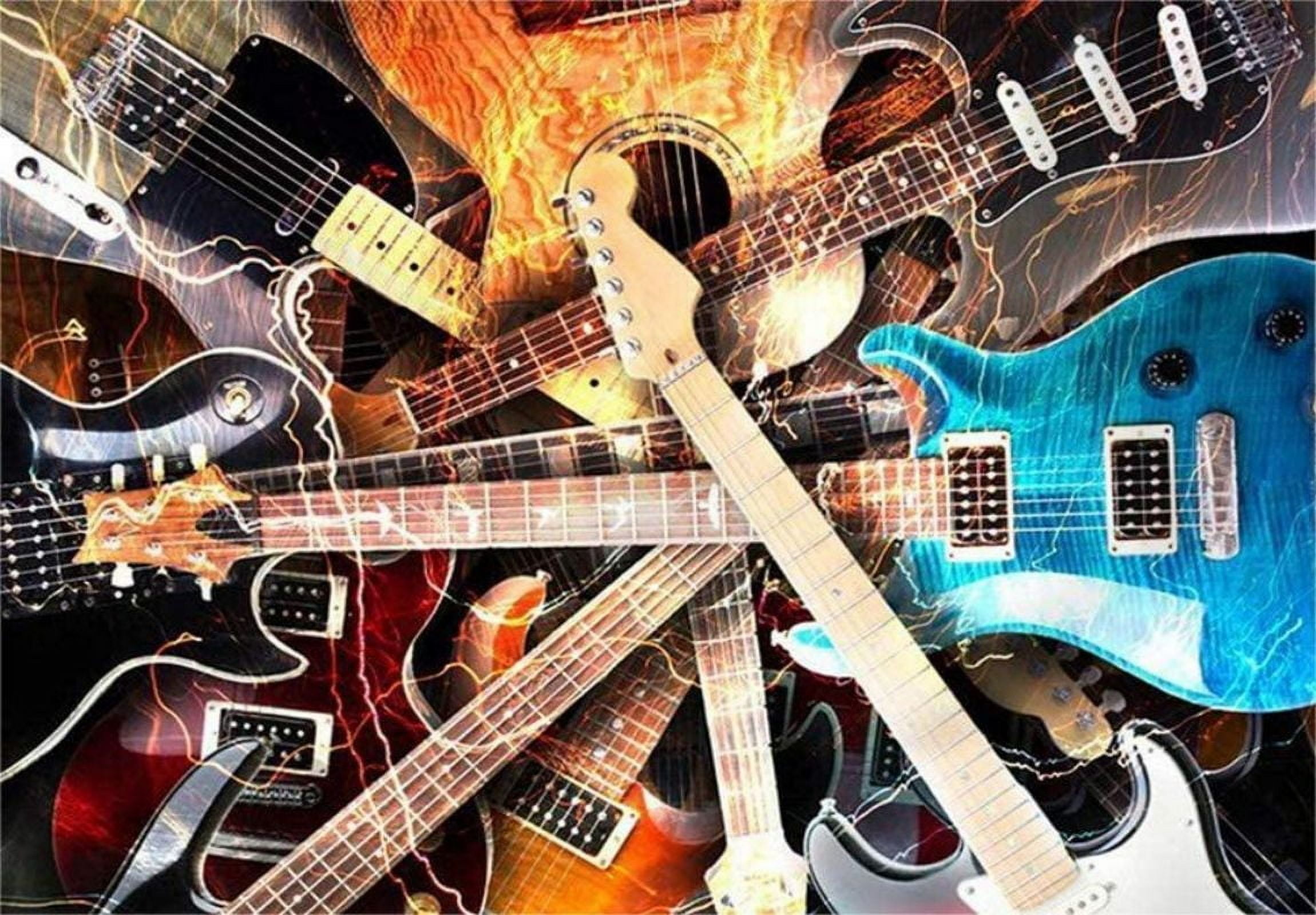 Guitar Colorful Music Rock Style Brick Wall Background Custom Birthday ...