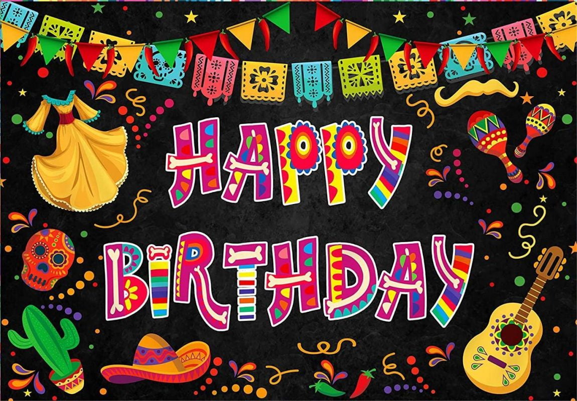 Guitar Colorful Music Rock Style Brick Wall Background Custom Birthday ...