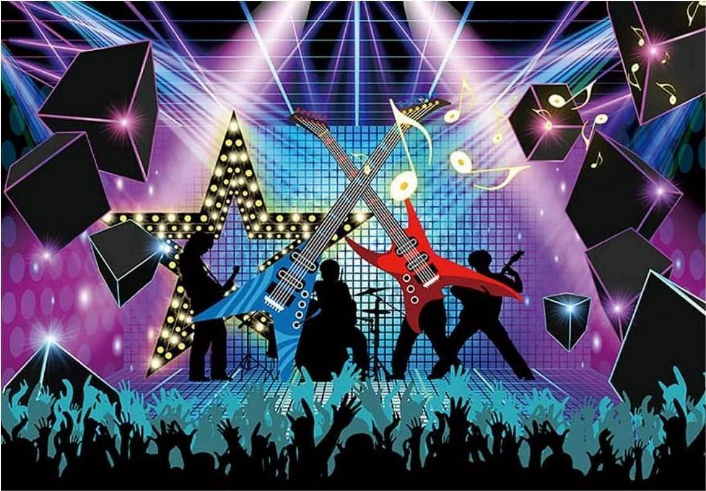 Guitar Colorful Music Rock Style Brick Wall Background Custom Birthday ...