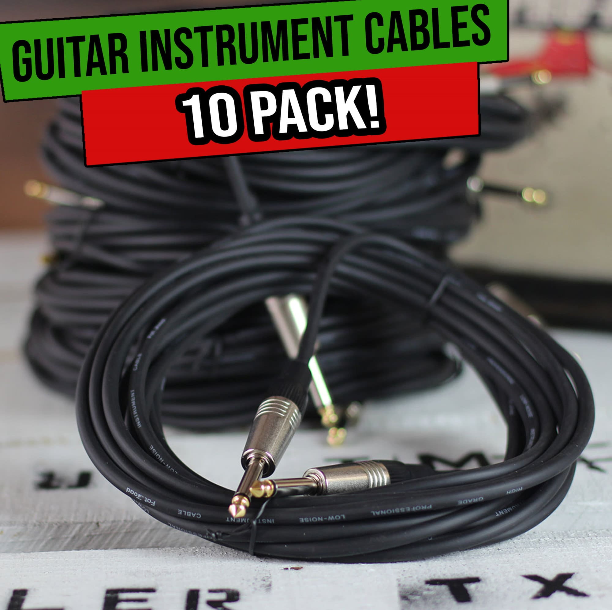 Guitar Cord Instrument Cable - 20FT PACK Electric Wire Bass Music ...
