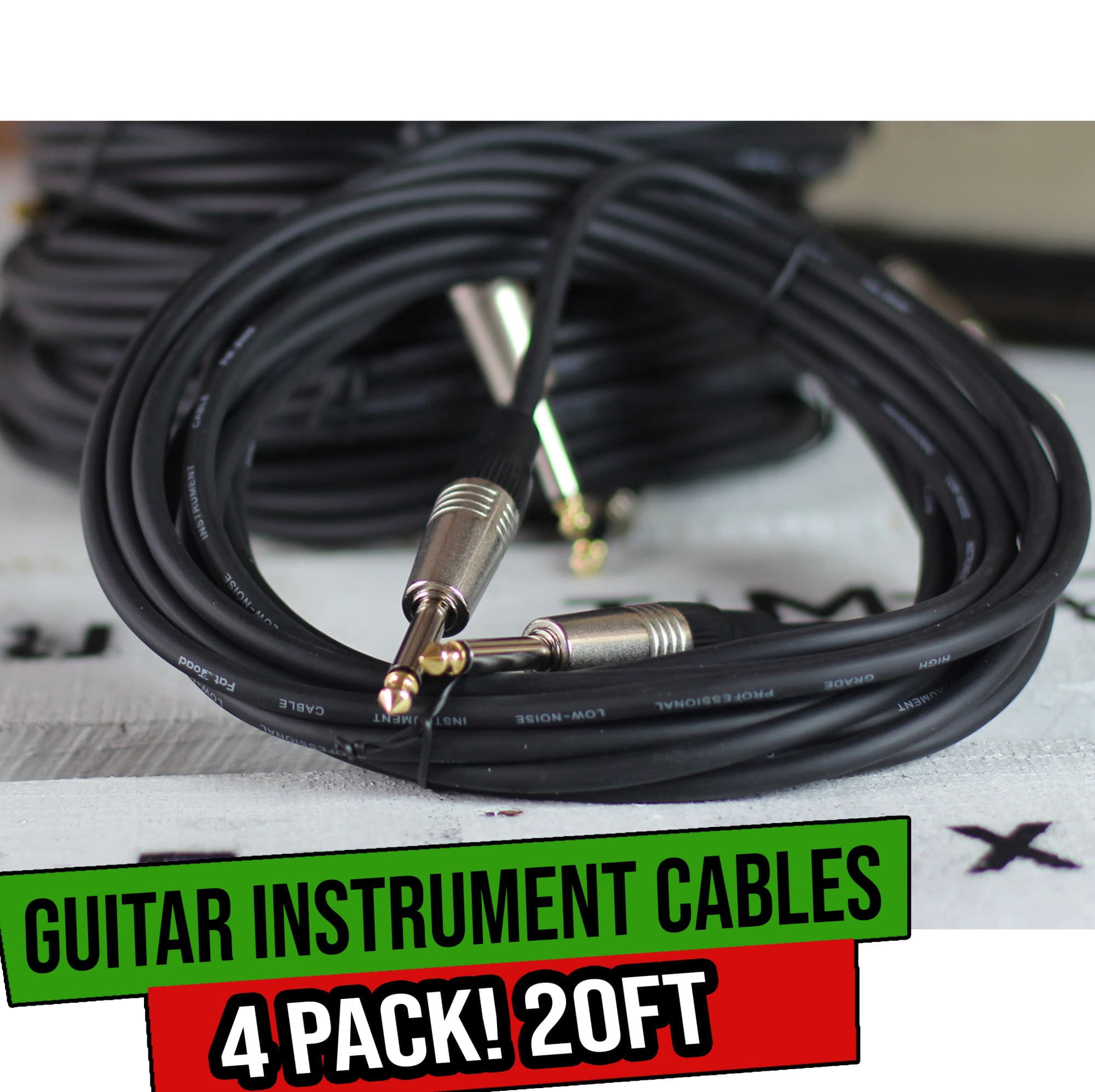 Guitar Cord Instrument Cable 4 Wires 1/4 Jack Electric Bass Music ...