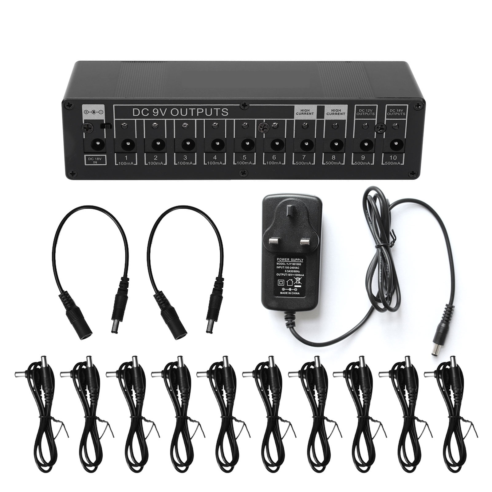 Guitar Effect Pedal Power Supply Portable 10 Output Channels DC 9V/12V/18V 100-240V(UK Plug ...
