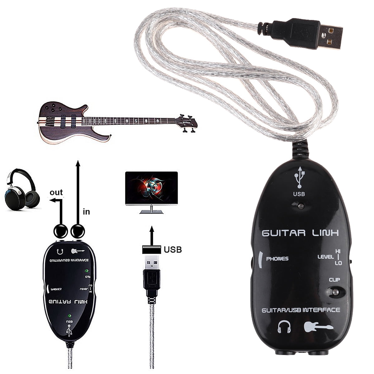 Guitar Effector Cable Audio Cable Guitar Noise-free Audio Cable USB ...