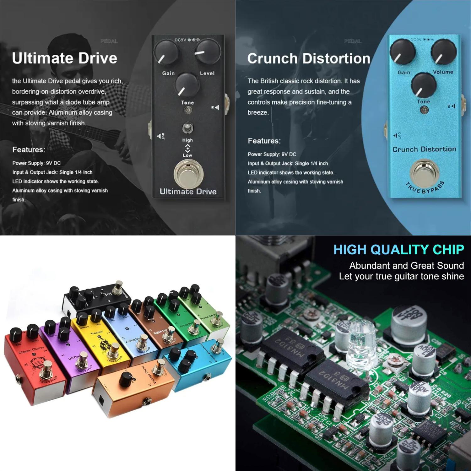 Guitar Effects Pedal Vintage Overdrive/Distortion Crunch/Distortion ...