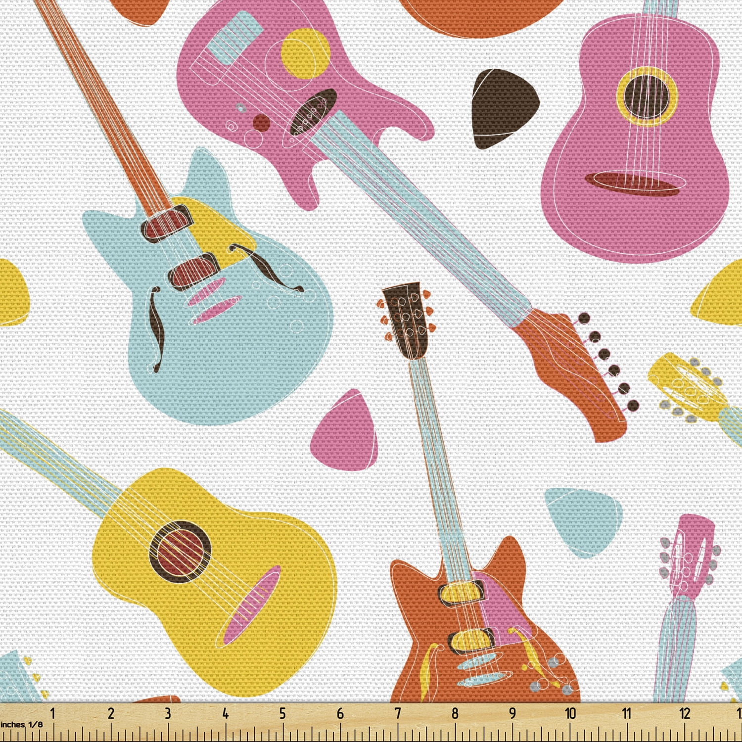 Ambesonne Guitar Fabric by the Yard Upholstery, Summer Festival ...