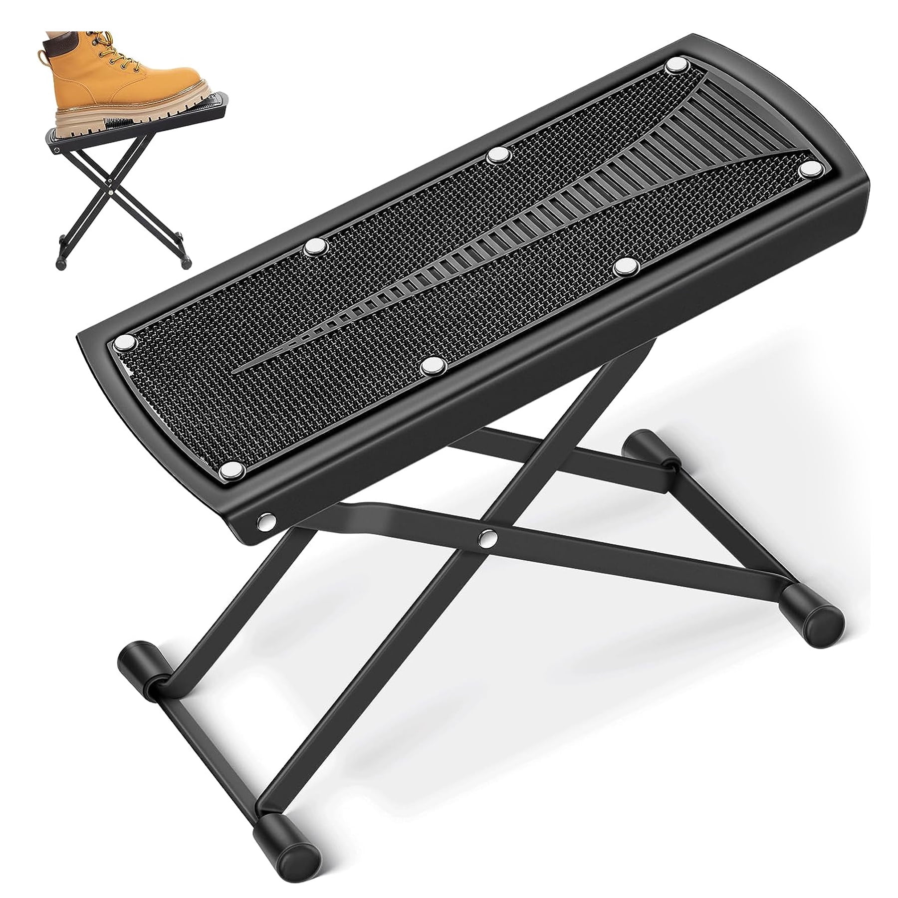 5 Core Guitar Footstool Stand Black| Adjustable Guitar Foot Rest| Solid ...