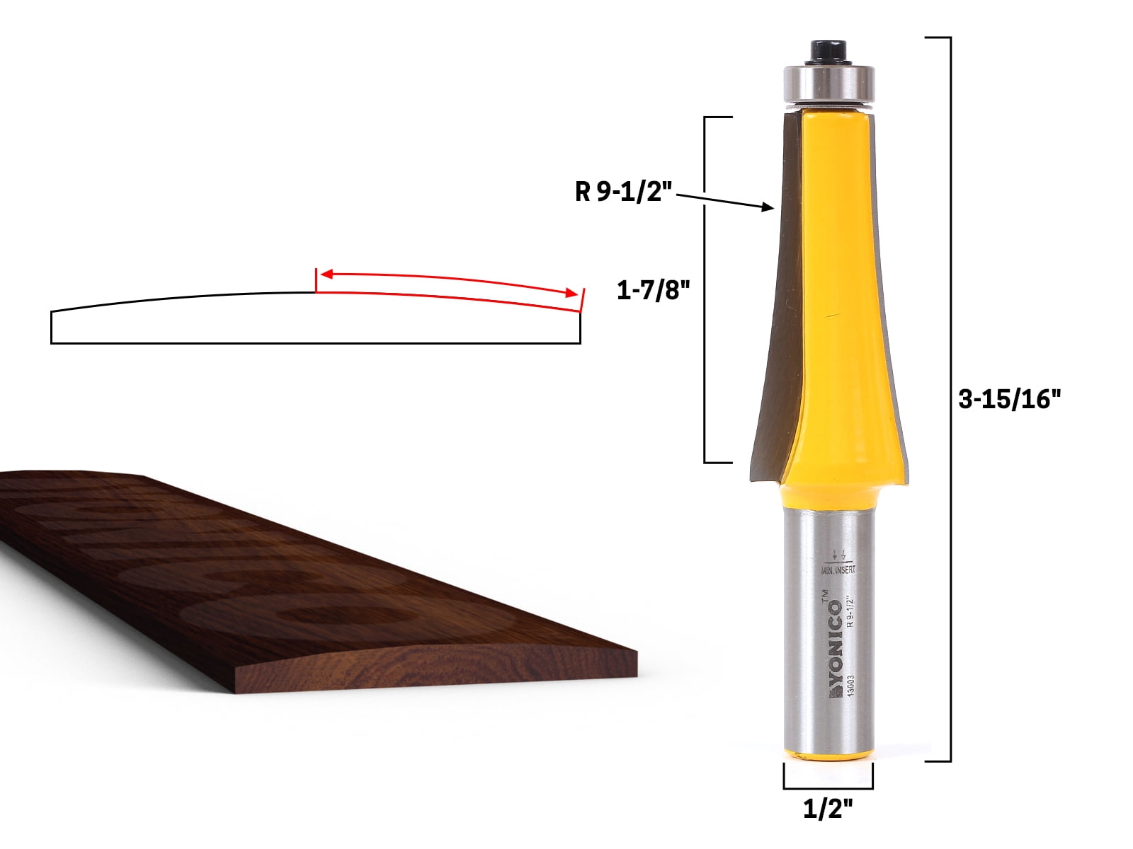 Guitar Fretboard Radiusing Router Bit - 9-1/2" Radius - Yonico 13003 ...