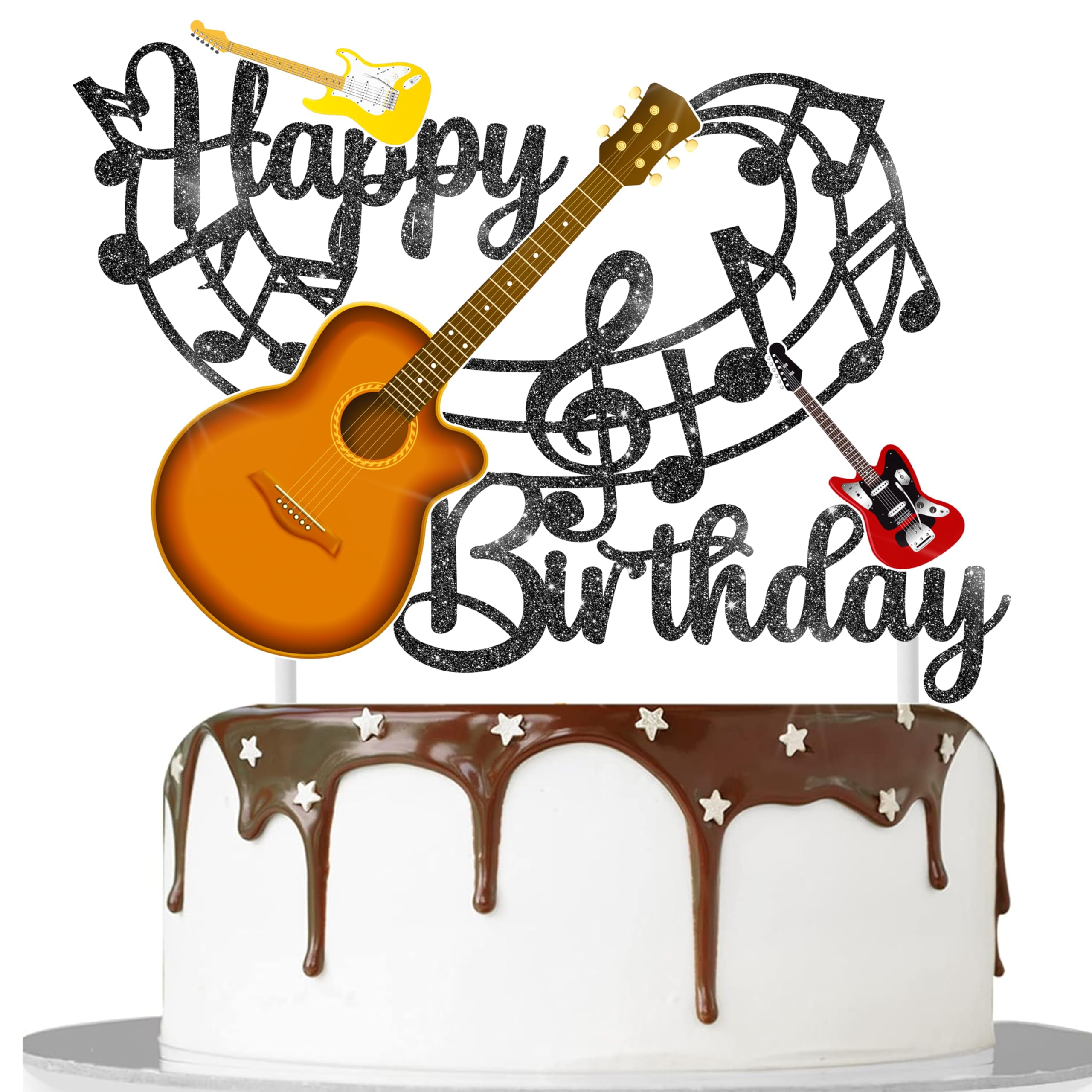 Guitar Happy BirthdayTRDN Cake Topper Guitar Birthday Party Decoration ...