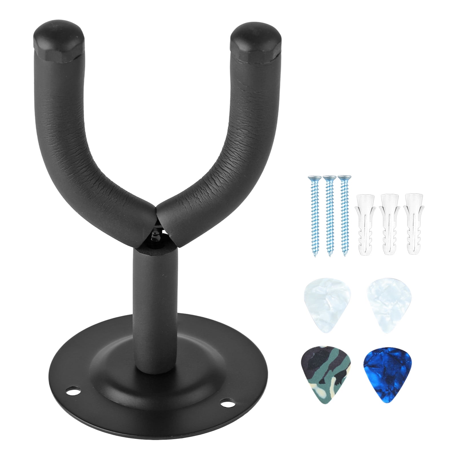Guitar Holder Hanger Kit with 4 Picks Wall Mounted Electric Guitar Hook ...