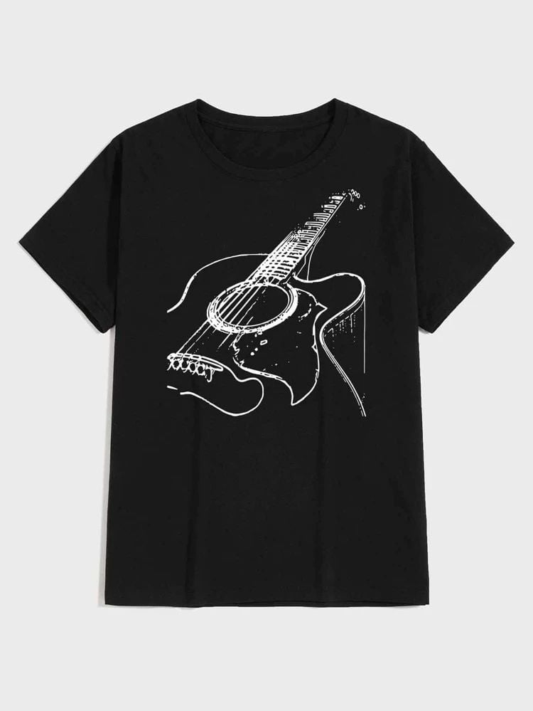 Guitar Ink Splash Graphic Shirt for Musicians, Music Fans, and Casual ...