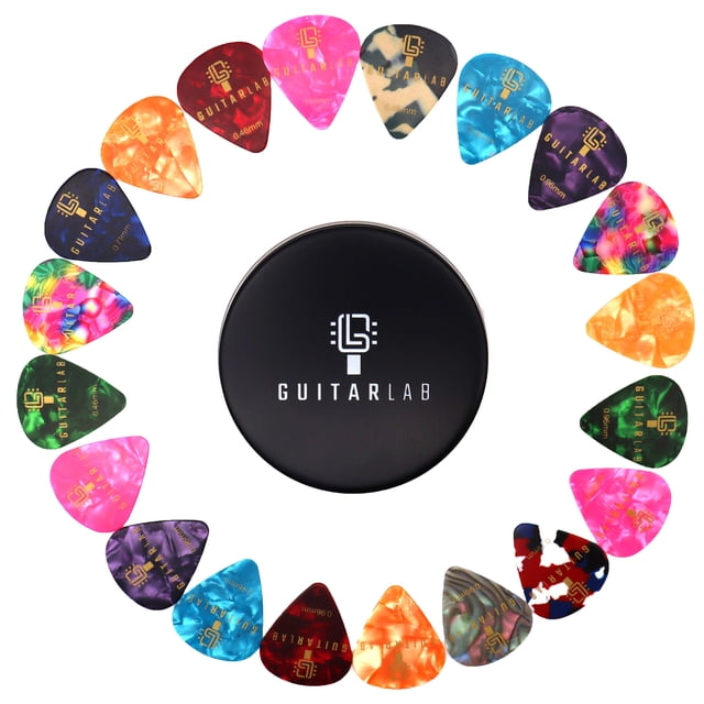 Guitar Lab 18 Multi Color Picks Set for Electric/Acoustic Guitars ...