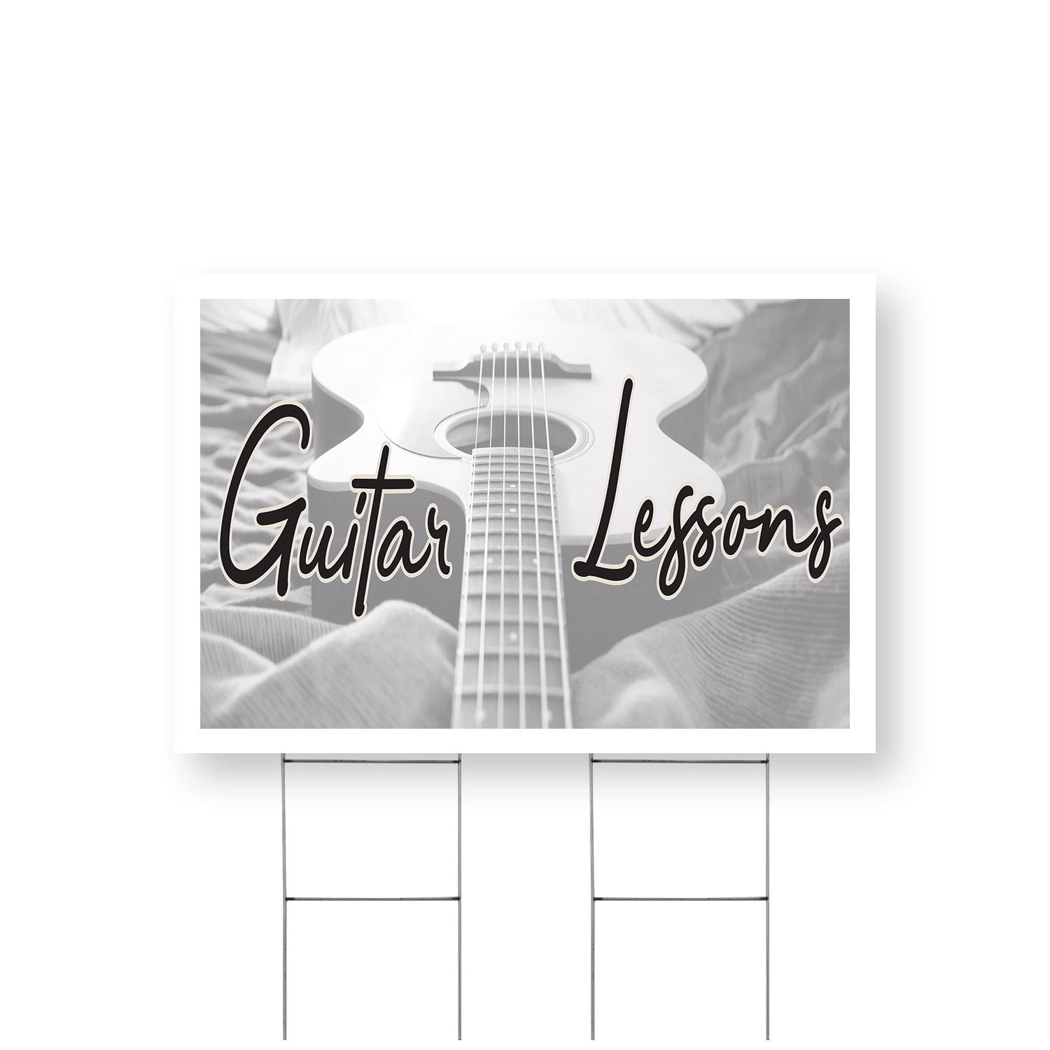 Guitar Lessons Yard Sign 24 Inch x 36 Inch Double Sided Weatherproof ...