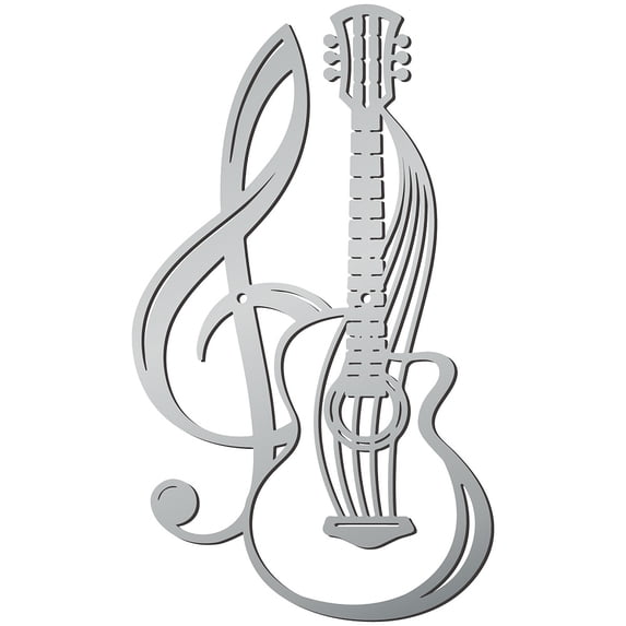 Guitar Metal Wall Decor Silver Music Metal Wall Art Hanging Ornament ...