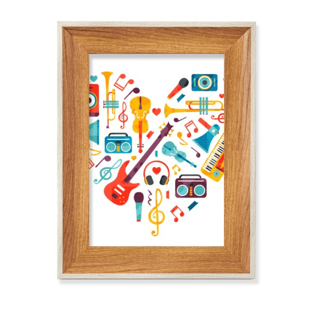 Guitar Music Instrument Heart Pattern Desktop Wooden Photo Frame ...