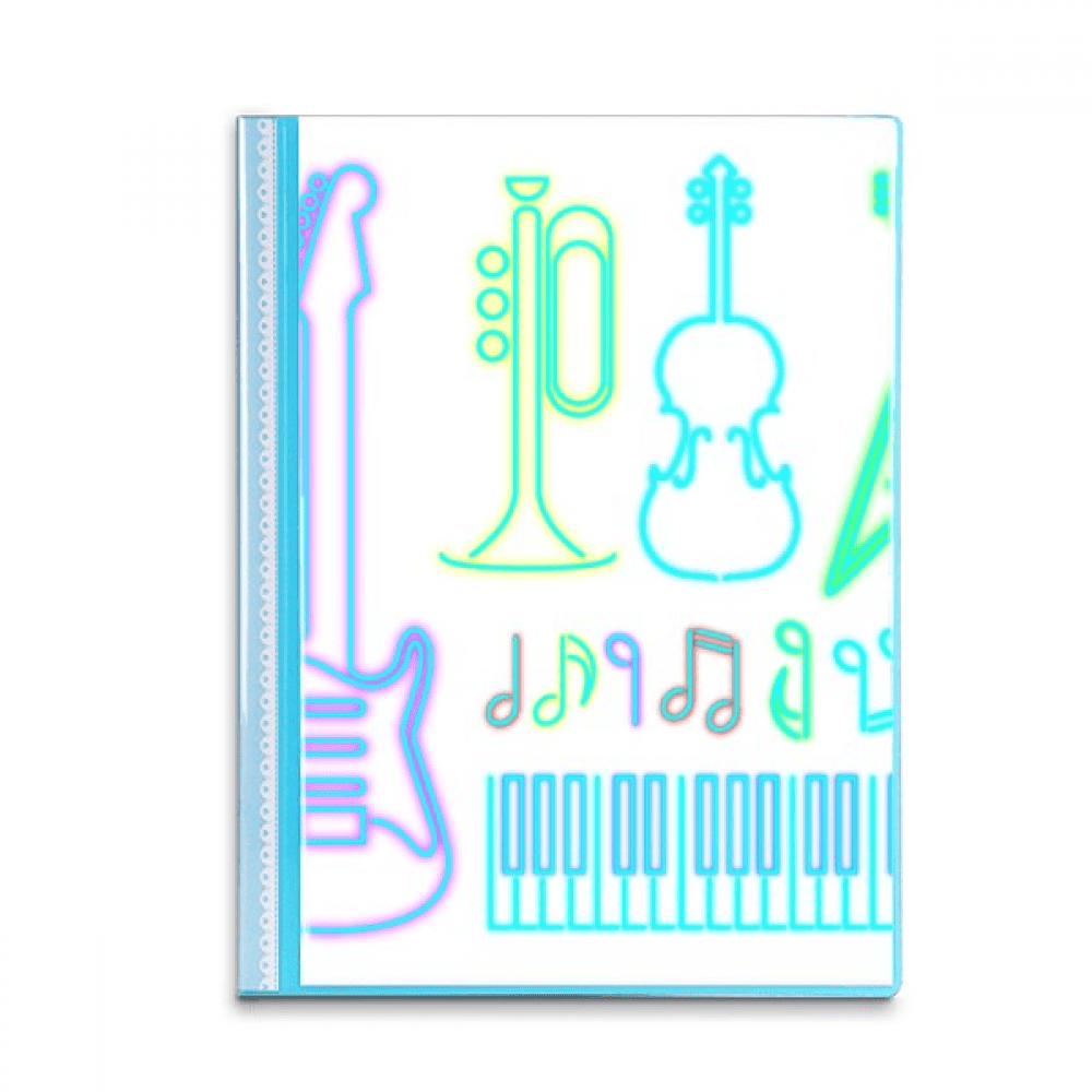 Guitar Music Instruments Neon Book Sheet Protectors Portfolio Binder ...