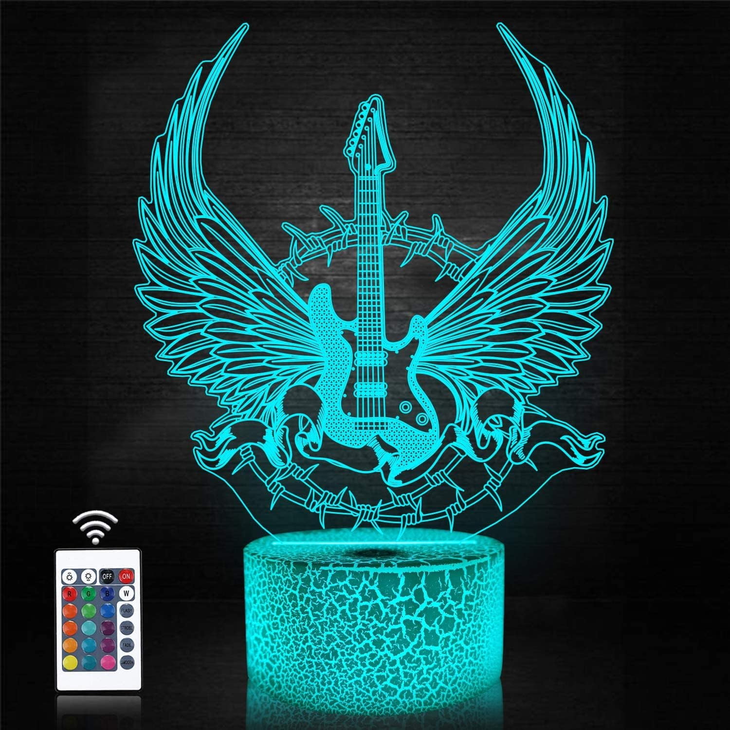 Guitar Music Note Lamp Themed Gifts Lamps, 3D Optical Illusion Desk ...