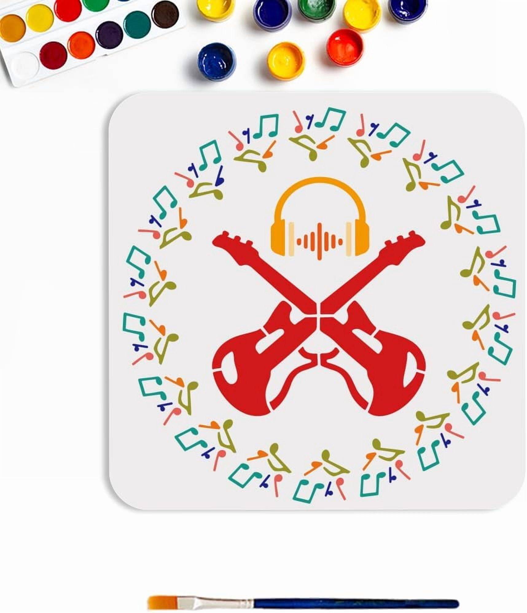 Guitar Music Note Stencil 11.8x11.8inch Reusable Music Theme Template ...